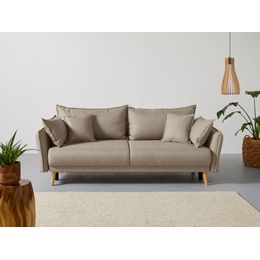Schlafsofa Home Affaire, B:228cm H:95cm T:104cm, beige, 100% Polyester, Jugendzimmer, Sofas, "Granbo, B: 228 cm, Liegel. 145x192 cm", Schlaffunktion,
