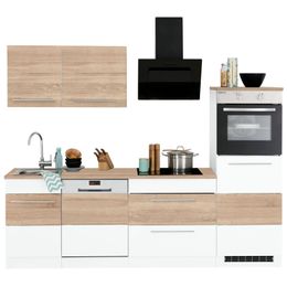 K&uuml;chenzeile KOCHSTATION, B:250cm T:60cm, wei&szlig;, Komplettk&uuml;chen-Sets, "KS-Trient", Breite 250 cm, wahlweise mit E-Ger&auml;ten, mit Arbeitsplatte