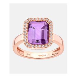 Diamant L'&eacute;ternel Ring aus 375 Ros&eacute;gold mit Diamant mit Amethyst | Gr.: 56