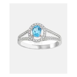 Diamant L'&eacute;ternel Ring aus 375 Wei&szlig;gold mit Diamant mit Topas | Gr.: 56