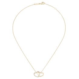 Damen Collier "zwei Herzen, mit wei&szlig;en Zirkonia, Silber 925", 45cm, Silber 925 (Sterlingsilber), gold, Giorgio Martello MILANO, Silber 925