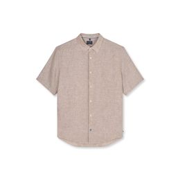 OLYMP Herren Kurzarmhemd "OLYMP Casual, Regular Fit, Kent"braun, Gr. XL, 100% Leinen, Hemden