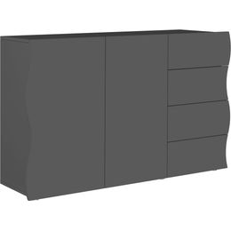 Sideboard Home Affaire, B:130cm H:81cm T:40cm, grau, Holzwerkstoff, Wohnzimmer, Sideboards, "Onda"