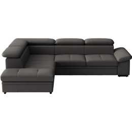 Sit & More Ecksofa SIT & MORE, B:249cm H:73cm T:226cm, grau, Wohnzimmer, Sofas, "Viola, L-Form, Leder, B: 249 cm", optional mit Schlaffunktion