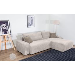 Ecksofa Collection AB, B:237cm H:41cm T:169cm, beige, 100%Polyester, Wohnzimmer, Sofas, "Pia L-Form, B: 237 cm", Schlaffunktion, Bettkasten & 2