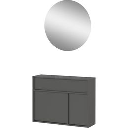 Garderoben-Set Germania, B:83cm H:200cm T:25cm, grau, Holzwerkstoff, Flur, Kastenm&ouml;bel-Sets, "GW-Ameca 2.0", Garderoben-Set:Mehrzweckschrank und