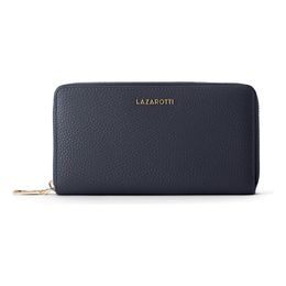 LAZAROTTI Damen Geldb&ouml;rse "Bologna Leather XL Zip-Around Geldb&ouml;rse Leder 19 cm", blau, Leder, Kleinlederwaren