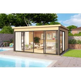 Gartenhaus Lasita Maja, beige, Massivholz, Gartenh&auml;user, "DOMEO 5", 44 mm Wandst&auml;rke