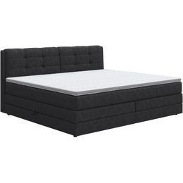 Boxspringbett COTTA, B:241cm L:215cm, schwarz, 100% POLYESTER (PES), Komplettbetten, "Fort II, in verschiedenen Breiten erh&auml;ltlich - auch als