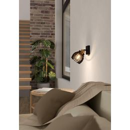 Eglo Deckenspot "STILLINGTON 1", 1, &Oslash; 16cm H: 24,5cm, 1 Stk., braun, Wohnzimmer, Leuchten, Wandleuchte, Wandspot aus Holz und Metall in Schwarz,
