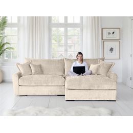 Ecksofa Home Affaire, B:247cm T:187cm, beige, 100% Polyester, Wohnzimmer, Sofas, "Finca XXL L-Form, B: 247 cm", 4 Zierkissen, Mega-Sofa, in Cord oder
