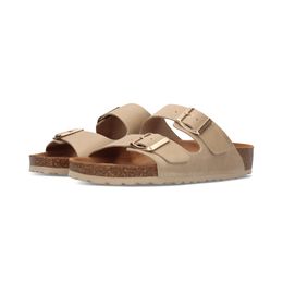 Salamander Damen Pantolette, Gr. 36beige, Leder, Schuhe, Sommerschuh, Hausschuh, Strandschuh mit Schnallenverschluss
