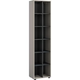 Standregal Home Affaire, B:45cm H:192cm T:35cm, grau, Holzwerkstoff, Wohnzimmer, Regale, "ADIO, H&ouml;he 192 cm, 12 F&auml;cher, 10 h&ouml;henverstellbare