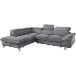 Ecksofa COTTA, B:266cm H:73cm T:214cm, grau, Struktur (100% Polyester);Chenille (90% Polyester, 10% Polyamid), Wohnzimmer, Sofas, "Driver L-Form",