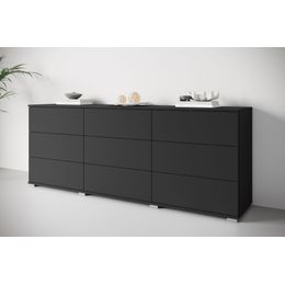Sideboard OTTO HOME, B:180cm H:69,7cm T:39,5cm, schwarz, Holzwerkstoff, Wohnzimmer, Sideboards, "Kenia, Kommode, 180 cm breit, mit 9 Schubladen",