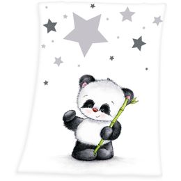 Babydecke Baby Best, B:75cm L:100cm, wei&szlig;, Kunstfaser, Wohndecken, "Fynn Panda", mit Panda-Motiv, Kuscheldecke