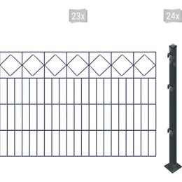 Arvotec Doppelstabmattenzaun "ESSENTIAL 80 zum Aufschrauben "Karo" mit Zierleiste", H/L: 80cm x 46m, Pfosten: 24 Stk., grau, Zaunelemente, Zaunh&ouml;he