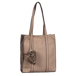 GABOR Damen Shopper "Elfie Luxe", beige, Lederimitat, Schlangenoptik, gemustert, Taschen, Damen Handtasche mit Leopardenoptik mit Pouch-Anh&auml;nger