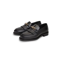 Tommy Hilfiger Damen Loafer "TH CHAIN FRINGE LEATHER LOAFER", Gr. 41schwarz, Nappaleder, Schuhe, Blockabsatz, Slipper, Businessschuh mit modischen