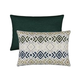 Erwin M&uuml;ller Erwin M&uuml;ller Jacquard Kissenh&uuml;lle 2er-Pack York in petrol | Gr.: 50 x 50 cm