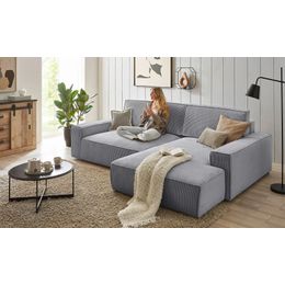 Ecksofa OTTO HOME, B:284cm H:90cm T:195cm, grau, 100% Polyester, Wohnzimmer, Sofas, "SHERWOOD XXL Cord 284, Big-Sofa L-Form, tiefe Sitzfl&auml;che 95 cm",
