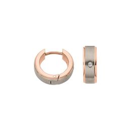 Firetti Damen Paar Creolen &raquo;Schmuck Geschenk Titan Ohrschmuck Ohrringe bicolor&laquo; mit Zirkonia (synth.) 15mm, Titan