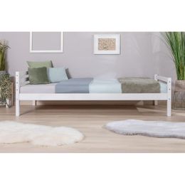 Ticaa Jugendbett Futonbett in diversen Breiten, Kiefer, mit Rollrost wei&szlig; Liegefl&auml;che L&auml;nge B: 200cm x 90cm, ohne Matratze