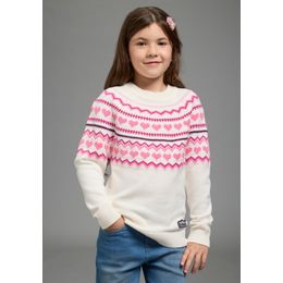 Scout M&auml;dchen Strickpullover "Jaccquard Pullover - Herzendesign - NEU von Scout"beige, Gr. 140, Jacquardmuster, Strick, Obermaterial: 50% Viskose,