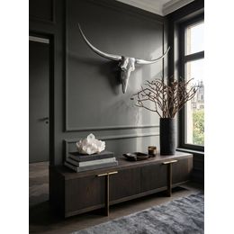 KADIMA DESIGN Bull Geweih L Wanddekoration 125cm breit Alu Aluminium silber in Silbern | Gr.: 100 x 5 x 35 cm