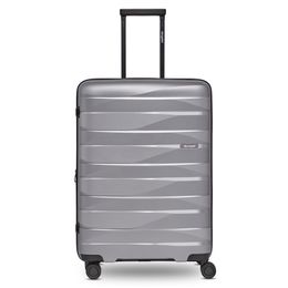 BERGPFEIL Trolley "Travel 4-Rollen Trolley M 66 cm mit Dehnfalte", silber, Polypropylen, Koffer