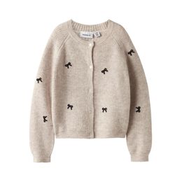 name it Strickjacke 'NKFRifey' M&auml;dchen Gr&ouml;&szlig;e 122/128 beigemeliert / schwarz