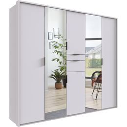 Dreht&uuml;renschrank wimex, B:225cm H:208cm T:58cm, wei&szlig;, Holzwerkstoff, Schr&auml;nke, "Moldau Kleiderschrank mit Spiegel Schlafzimmerschrank"