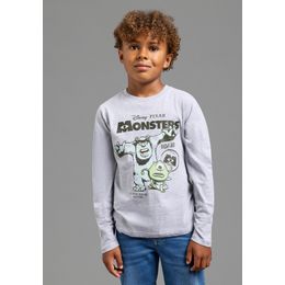 Kidsworld Jungen Langarmshirt "MONSTERS Shirt, Disney"graumeliert, Gr. 116, bedruckt, Single Jersey, Obermaterial: 93% Baumwolle, 7% Polyester,