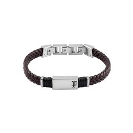 Police Herren Armband &raquo;Ridgecord&laquo; braun 22cm, Edelstahl Leder Textil