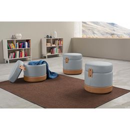 Hocker Egoitaliano, B:50cm H:50cm T:50cm, blau, Leder &raquo;NUVOLE&laquo; (Echtes Rindsleder). Halbnat&uuml;rliches, halbnarbiges Rindsleder mit einer nat&uuml;rlichen