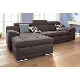 Sit & More Ecksofa SIT & MORE, B:270cm H:93cm T:165cm, braun, Kunstleder SOFTLUX;Struktur ( 100% Polyester), Wohnzimmer, Sofas, "Top Andiamo L-Form", wahlweise