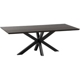 Esstisch OMG DESIGN, B:180cm H:77cm T:94cm, schwarz, Tische, "Glasgow", Eiche Massivholz lackiert, mit Metall-Gestell