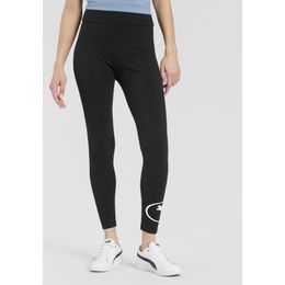 Puma Damen Leggings "SPORT HIGH-WAIST LEGGINGS", schwarz, Gr. L, unifarben, Jersey, Obermaterial: 95% Baumwolle, 5% Elasthan, Hosen, aus Baumwolle