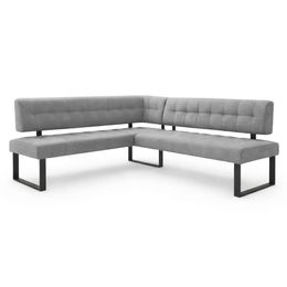 Eckbank Home Affaire, B:207cm H:61cm T:167cm, grau, Massivholz, Metall, Polyester, Esszimmer, Sitzb&auml;nke, "Mia K&uuml;chenbank, Polsterbank, Esszimmerbank,