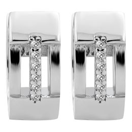 Adelia&acute;s ADELIA ́S Damen Klappcreolen "Ohrringe &ndash; Klappcreole aus 925 Silber mit Zirkonia", silber, Silber 925 (Sterlingsilber), Ohrringe, Perfekt als Geschenk
