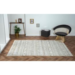MyFlair Teppich &raquo;My Nomady, LAGERR&Auml;UMUNG&laquo; rechteckig 10 mm H&ouml;he Kurzflor, Scandi-Design, besonders weich durch Microfaser, mit Fransen beige Polyester B : 
