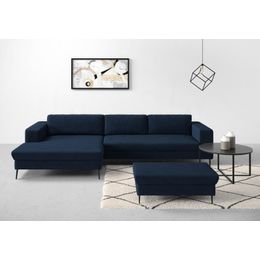 Ecksofa DOMO collection, B:329cm H:81cm T:173cm, blau, Wohnzimmer, Sofas, "Modica, zeitlos & elegant, Breite 329cm, hoher Fu&szlig;, bequem, L-Form", Auch