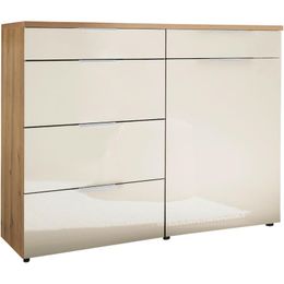 Wiemann Kombikommode &raquo;Como&laquo; vormontiert beige Floatglas, Holzwerkstoff, Metall B/H/T: 140cm x 91,2cm x 43cm, 5 Stk., 1 Stk.