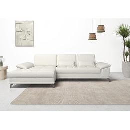 OTTO home Ecksofa &raquo;Costello L-Form, B: 301cm, Sitztiefen & Armteilverstellung, Federkern&laquo; 3 Nierenkissen, optional Schlaffunktion & Bettkasten wei&szlig; 