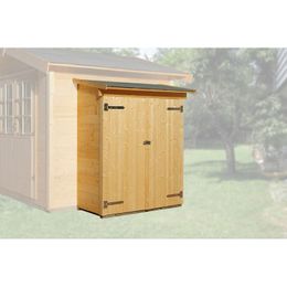 Weka Garten-Ger&auml;teschrank Anbauschrank f&uuml;r modernes Schraubsystem, 65 x 129 cm, lasiert braun Massivholz, Metall Einheitsgr&ouml;&szlig;e