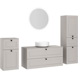Badm&ouml;bel-Set Nobilia, B:230cm H:187cm T:48,2cm, beige, Kastenm&ouml;bel-Sets, "Cascada", vormontiert, mit Soft-Close, in vier Breiten