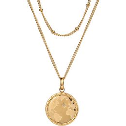Firetti Herren Kette mit Anh&auml;nger &raquo;Schmuck Geschenk Edelstahl Halsschmuck Halskette Planet Earth Welt&laquo; mit Zirkonia (synth.) wei&szlig; Edelstahl, L: 48,5