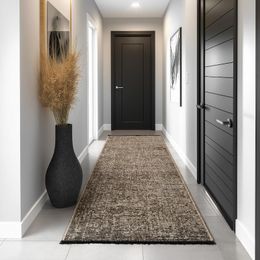 Ayyildiz Teppiche Teppich &raquo;SPACE 1900, auch als L&auml;ufer&laquo; rechteckig 7 mm H&ouml;he L&auml;ufer, Kurzflor, Boho, Vintage, Wohnzimmer braun Chenille B : 80cm 1 Stk., 7mm, L: 250cm