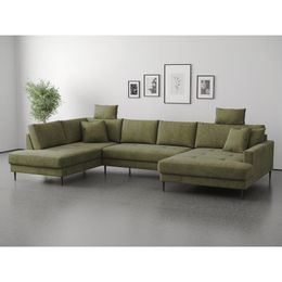 Trends by HG Wohnlandschaft &raquo;Summer&laquo; U-Form, B: 360cm in Cord & Struktur gr&uuml;n 90% Polyester;10% Nylon B/H/T: 360cm x 86cm x 195,5cm, Struktur, 