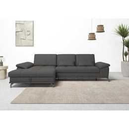 OTTO home Ecksofa &raquo;Costello L-Form, B: 301cm, Sitztiefen & Armteilverstellung, Federkern&laquo; 3 Nierenkissen, optional Schlaffunktion & Bettkasten braun 